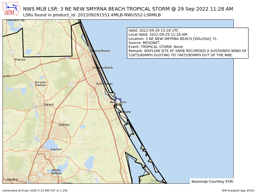 IEM :: LSR from NWS MLB